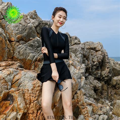 Mingyuan ชุดว่ายน้ําแขนยาวกระโปรงสําหรับผู้หญิง Mingyuan Th