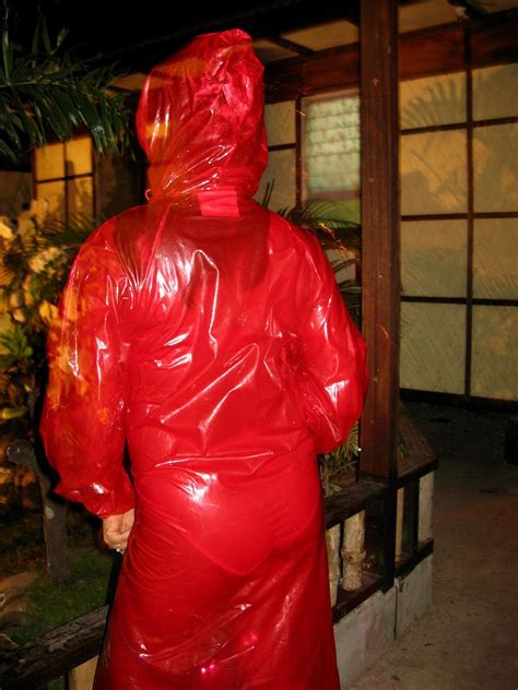 Plastic Mac Rain Wear Red Leather Jacket Raincoat Asian Lady Pvc Jackets Girl