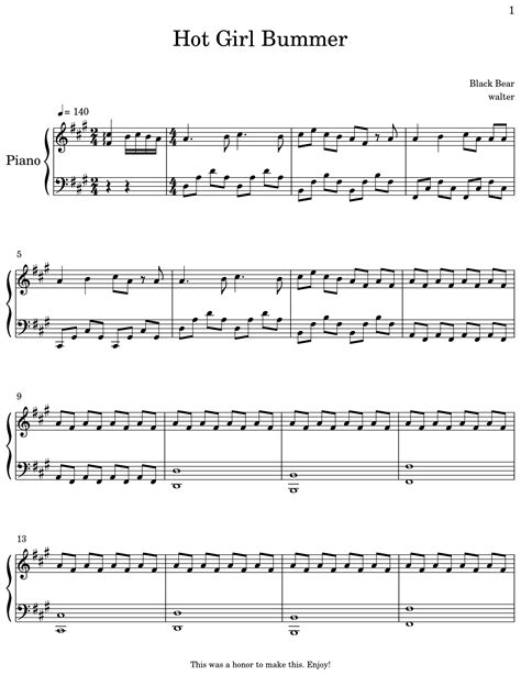 Hot Girl Bummer Sheet Music For Piano