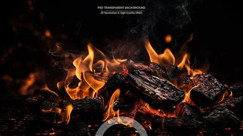 Premium Psd Flame Burns In The Fire Fire In The Grill With Smoke