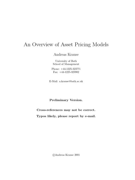 pdf an overview of asset pricing models dokumen tips