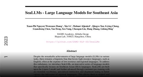 Paper Page Seallms Large Language Models For Southeast Asia R Seallms