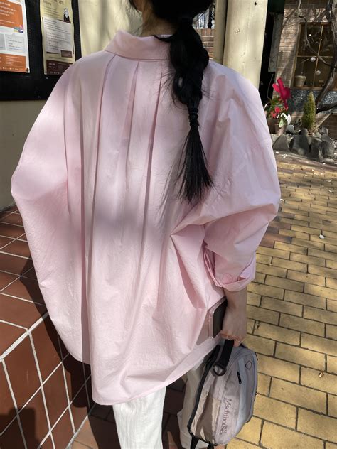 차농 듀스 여성 봄 루즈핏 오버핏 화이트 소라 핑크 셔츠 위시버킷