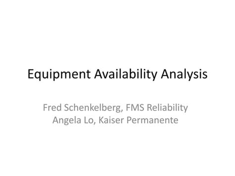 Equipment Availability Analysis Ppt