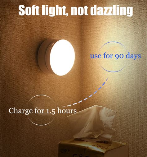 Led Night Light Usb Charging Motion Sensor Magnetic Suction Rotatable Induction Bedside