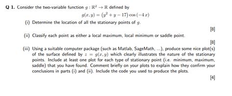 Solved Q 1 Consider The Two Variable Function G R2R Chegg Com
