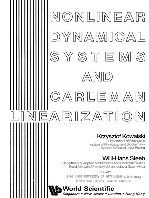 Nonlinear Dynamical Systems And Carleman Linearization Pdf