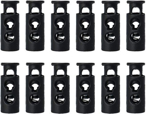 12pcs Spring Cord Locks Plastic End Stopper Double Hole Toggle Fastener Rope End For Drawstrings