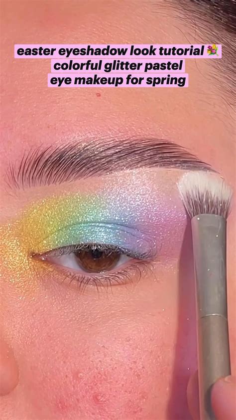 Easter Eyeshadow Look Tutorial 💐 Colorful Glitter Pastel Eye Makeup For