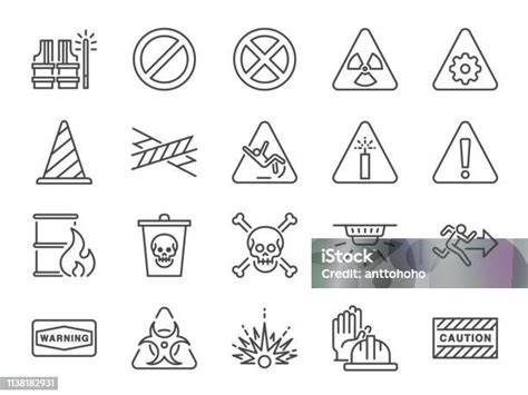 경고 선 아이콘 집합입니다 경고 주의 위험 경보 통지 등으로 아이콘을 포함 도로 표지판에 대한 스톡 벡터 아트 및 기타 이미지 도로 표지판 두개골 아이콘 Istock