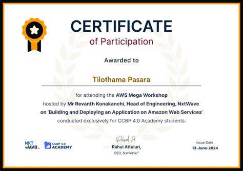 Tilothama Pasara On Linkedin Awscertified Nxtwave Skilldevelopment Revanthreddykonakanchi
