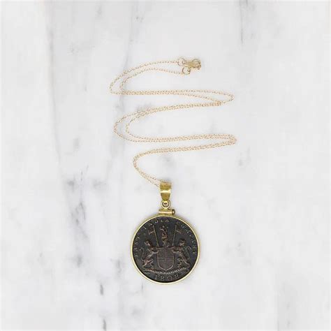 X Cash East India Co 1808 Coin In Gold Necklace Gem Set Love