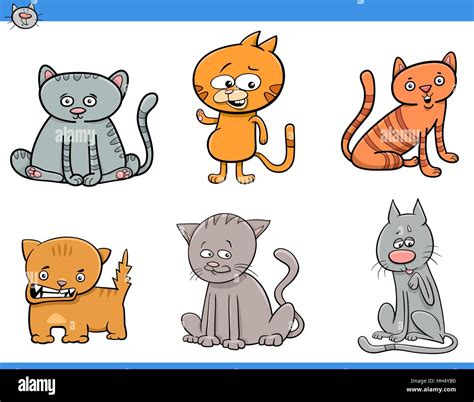 Cartoon Illustration Von Lustigen Katzen Tier Figuren Set Stock Vektorgrafik Alamy