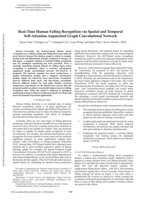 PDF Real Time Human Falling Recognition Via Spatial And Temporal Self