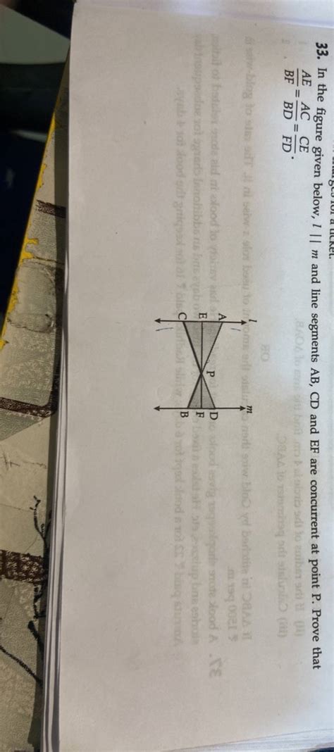33 In The Figure Given Below L∥m And Line Segments Ab Cd And Ef Are Con