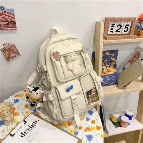 Multi Compartment Backpack Black No Pendant Girl Backpacks