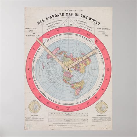 Gleasons New Standard Map Of The World Poster Zazzle