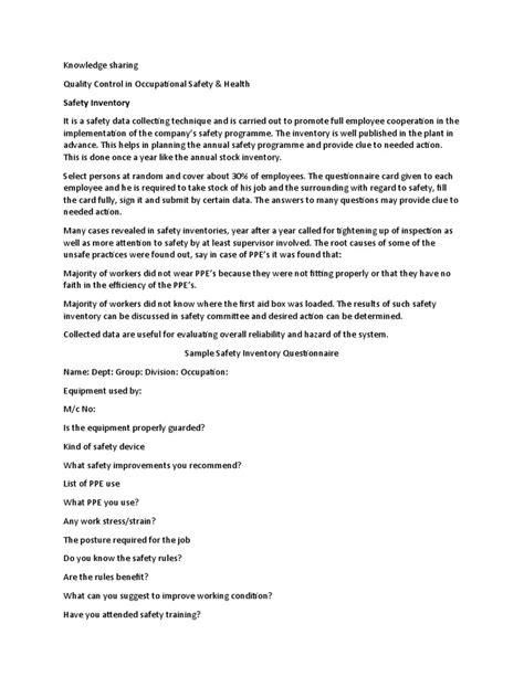 Safety Inventory Pdf