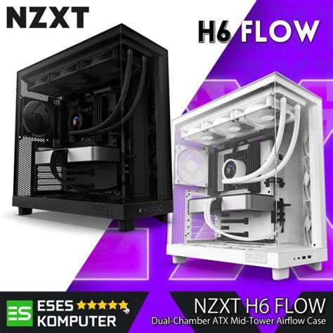 Jual Case Nzxt H6 Flow Black White Compact Dual Chamber Atx Mid Tower
