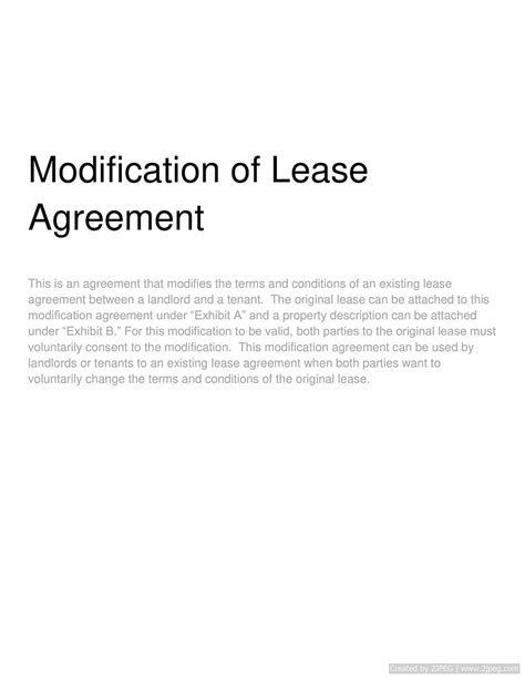 Modification Of Lease Agreement