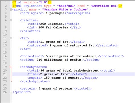Solved Nutrition Information Xsl Style Sheet Writeanxsl