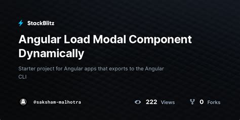 Angular Load Modal Component Dynamically Stackblitz