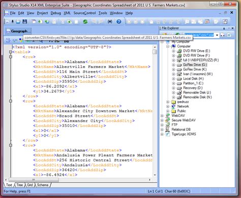 Mapping Farmers Markets In Google Earth Using XSLT