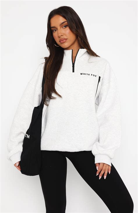 Where Did You Go Zip Front Sweater Grey Marle White Fox Boutique Us