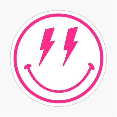 Lightning Bolt Smiley Face Sticker Cute Aesthetic