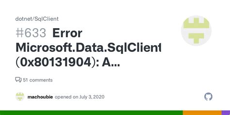 Error Microsoftdatasqlclientsqlexception 0x80131904 A Connection