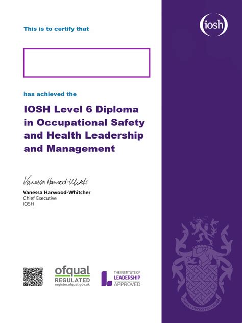 Iosh Ao Level 6 Certificate Sample Pdf