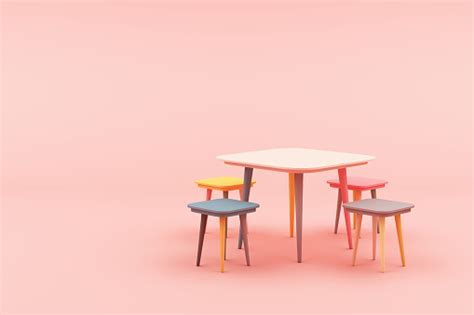 분홍색 배경 3d 렌더링에 다채로운 파스텔 개념에 현대 최소한의 의자 0명에 대한 스톡 사진 및 기타 이미지 0명 3차원