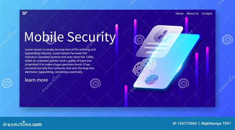 Isometric Mobile Security And Biometrics Identification Concept