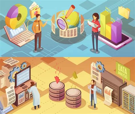 Data Analysis Isometric Stock Vector Macrovector