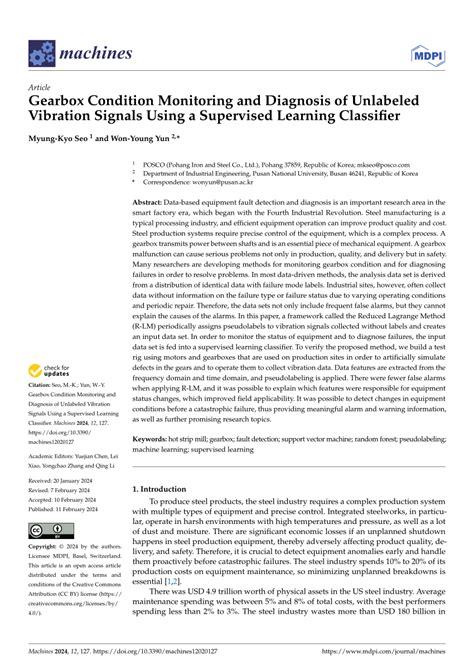 pdf gearbox condition monitoring and diagnosis of unlabeled vibration