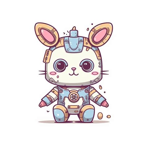 Premium Photo Cartoon Rabbit Robot With Big Eyes And A Helmet On