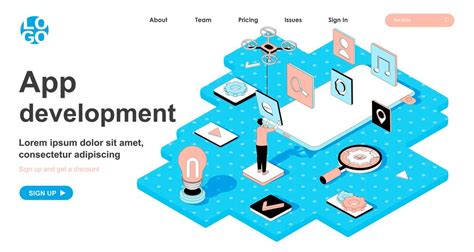 Premium Vector App Development Isometric Concept In 3d Design For Landing Page