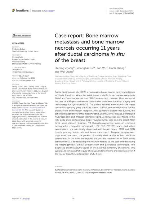 Pdf Case Report Bone Marrow Metastasis And Bone Marrow Necrosis