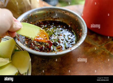 Raw Mango Fruit Of Sour Dipping With Sweet Fish Sauce Of Traditional Thai Food Stock Photo Alamy