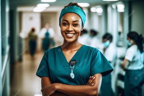 Premium Photo Female Nurse Doctor Stand In Hospital