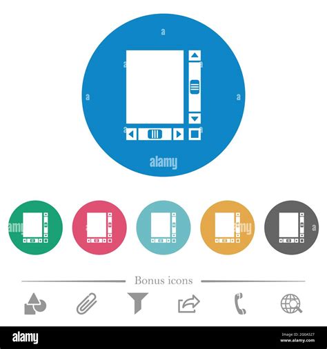 Blank Document With Scroll Bars Flat White Icons On Round Color Backgrounds Bonus Icons