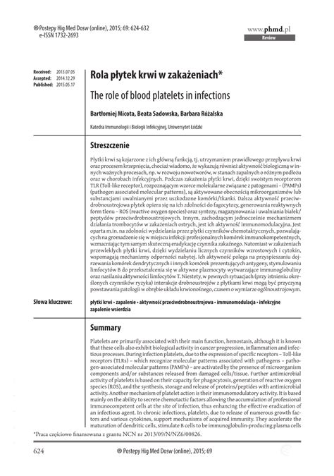 Pdf The Role Of Blood Platelets In Infections