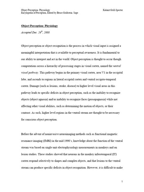 object perception physiology accept 122608 pdf visual cortex