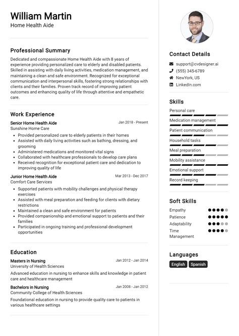Home Health Aide Resume Example For 2024 Ultimate Guide Cvdesignerai