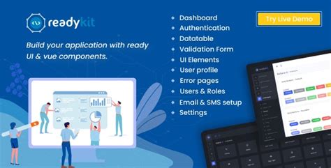 ReadyKit Admin User Dashboard Templates With Functionality For