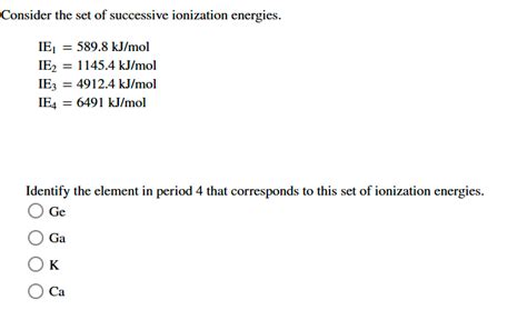 Solved Consider The Set Of ﻿successive Ionization