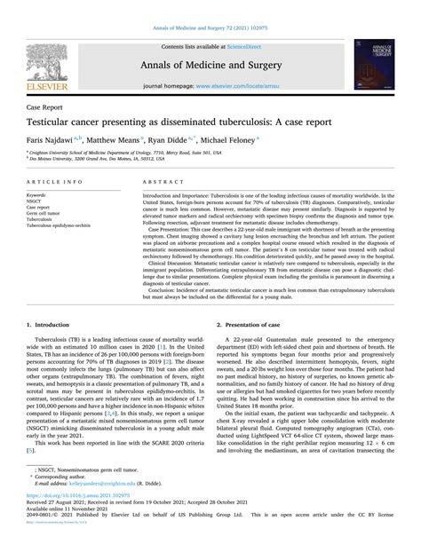 Pdf Testicular Cancer Presenting As Disseminated Tuberculosis A Case