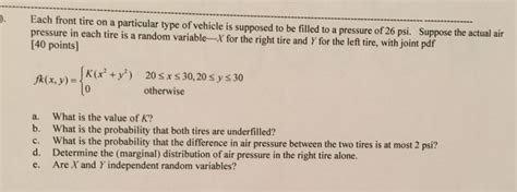 Solved Each Front Tire On A Particular Type Of Vehicle Is