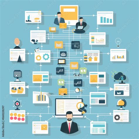 Infographic Flowchart Workflow Diagram And Organization Chart