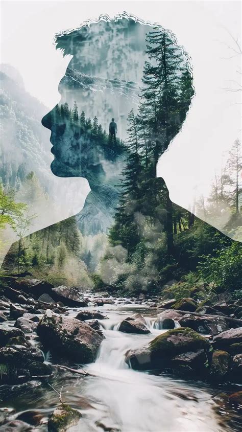 Midjourney Prompt Double Exposure River Merge Prompt Library